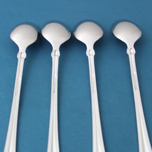 4 Iced Tea Spoons Lenox CHANDELLE GLOSSY 18/10 Stainless China 7 5/8 ...