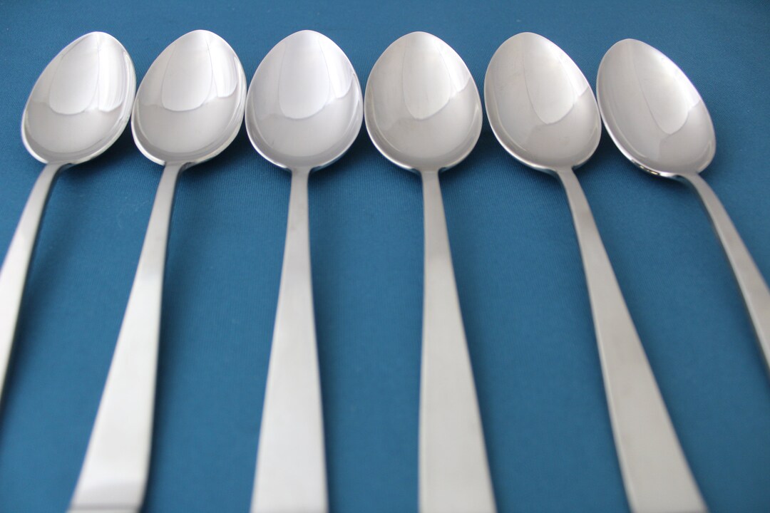 6 Place Oval Soup Spoons Lyon International NEW CHARM Stainless LIGHT ...