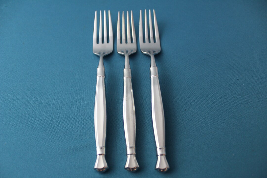 3 Dinner Forks Oneida ACT 1 CUBE Glossy Stainless 8" - Etsy