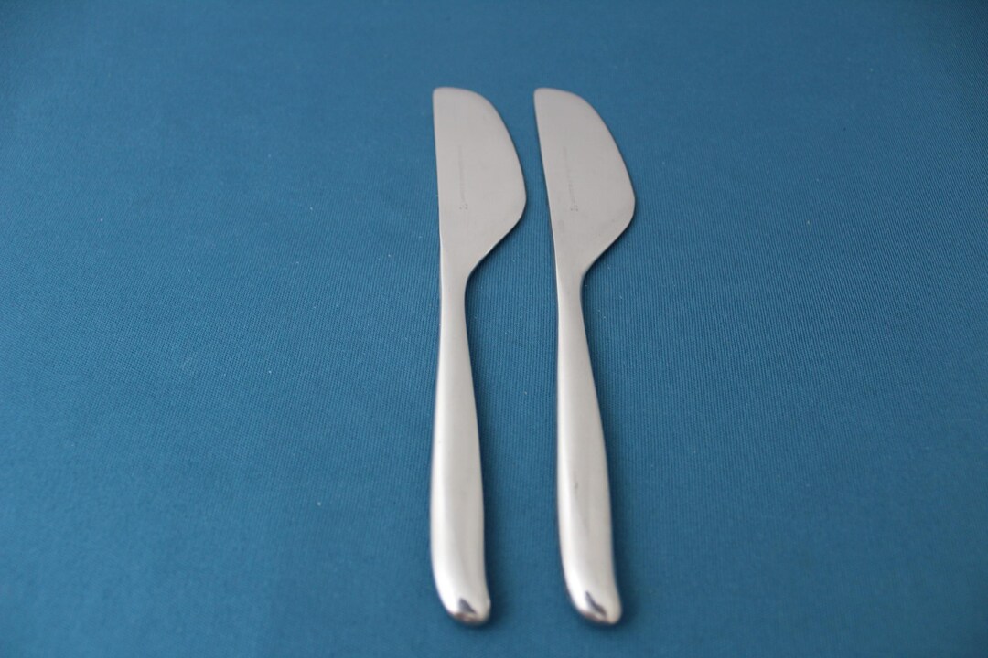 2 Butter Knives Solid Lauffer DESIGN 2 Satin Stainless Germany 6 1/8 ...