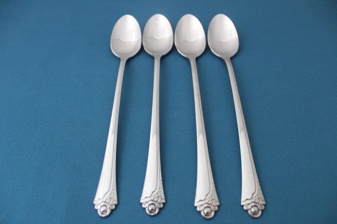 4 Iced Tea Spoons Oneida Community FANTASY ROSE Stainless 7 3/8" - Etsy