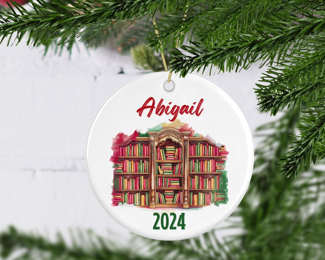 Custom Name Library Christmas Ornament 2025 Books Ornament Book Lover ...