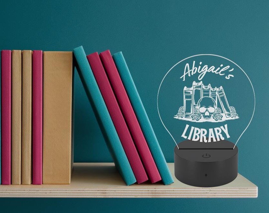 Custom Name Library Acrylic Light, Bookish Room Decor, Librarian Gift ...