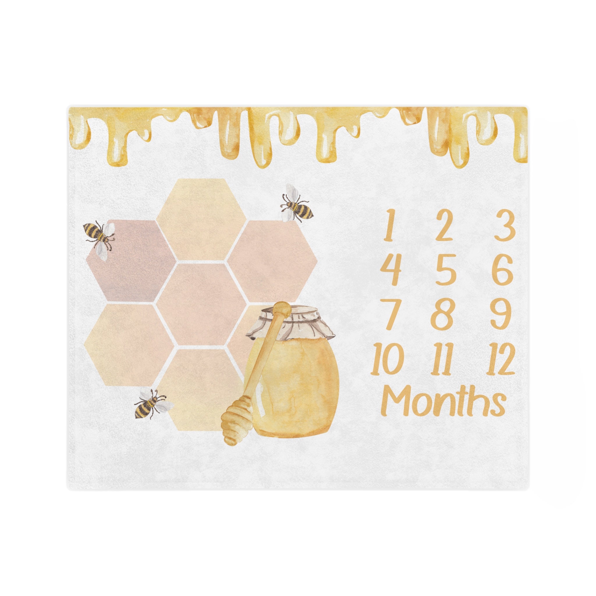 Honey Bee Baby Milestone Blanket Neutral 30x40 50x60 60x80 Baby ...