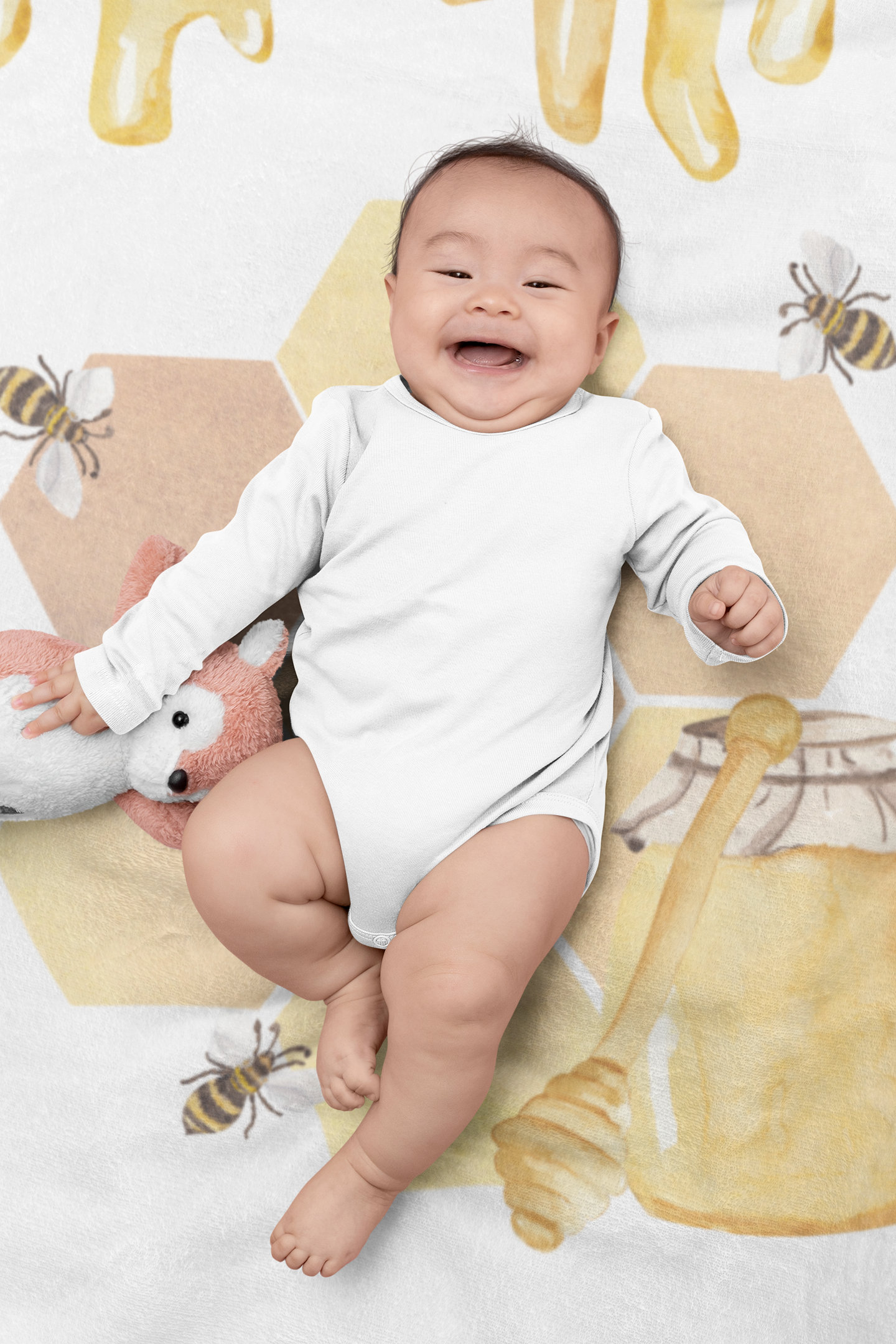 Honey Bee Baby Milestone Blanket Neutral 30x40 50x60 60x80 Baby ...