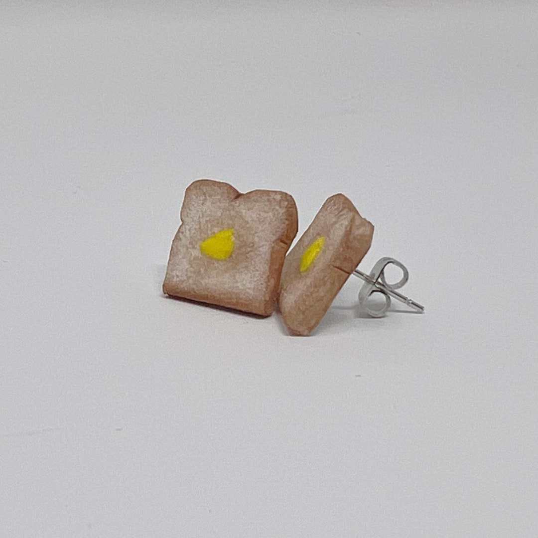 Buttered Toast Stud Earrings Breakfast Jewelry Miniature Food - Etsy