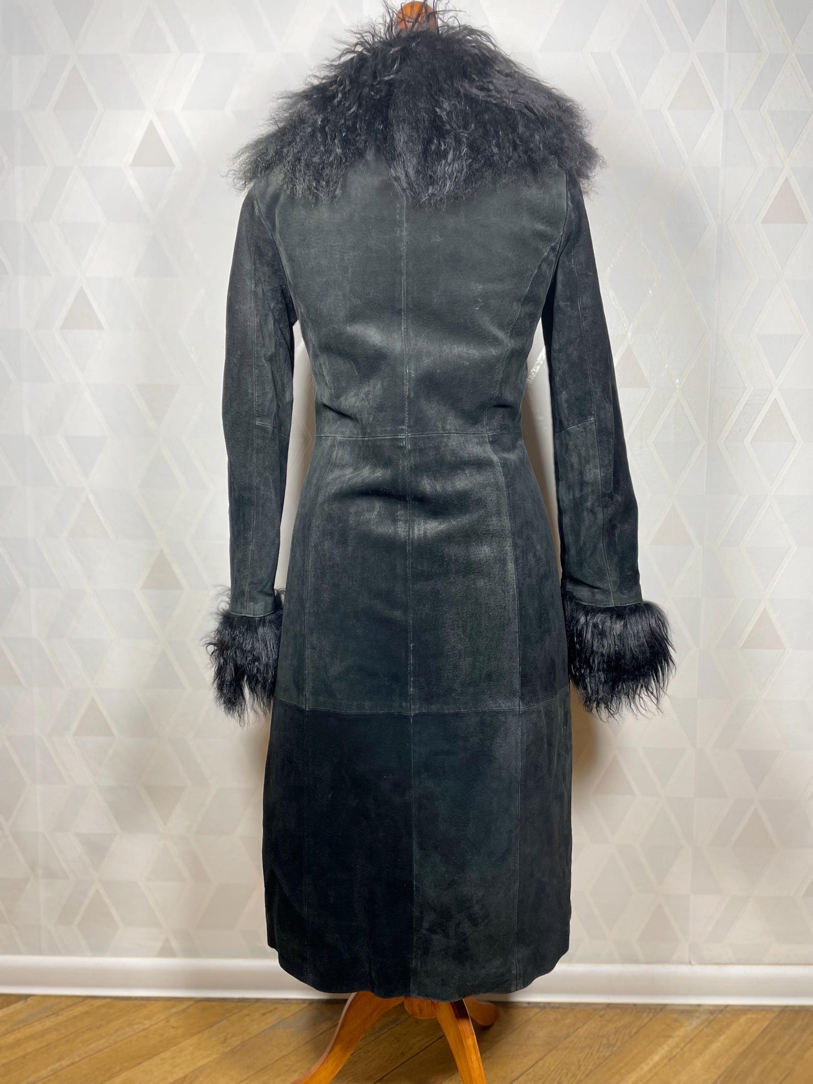Vintage Penny Lane Long Suede and Real Mongolian Fur Afgan Real Leather ...