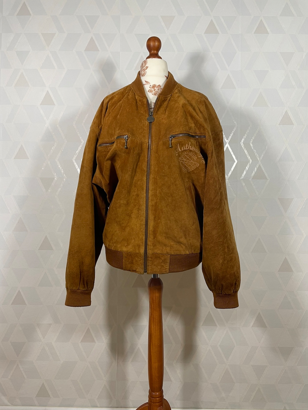 Vinatge Petroff Unlimited Around the Word Suede Leather Bomber Jacket ...