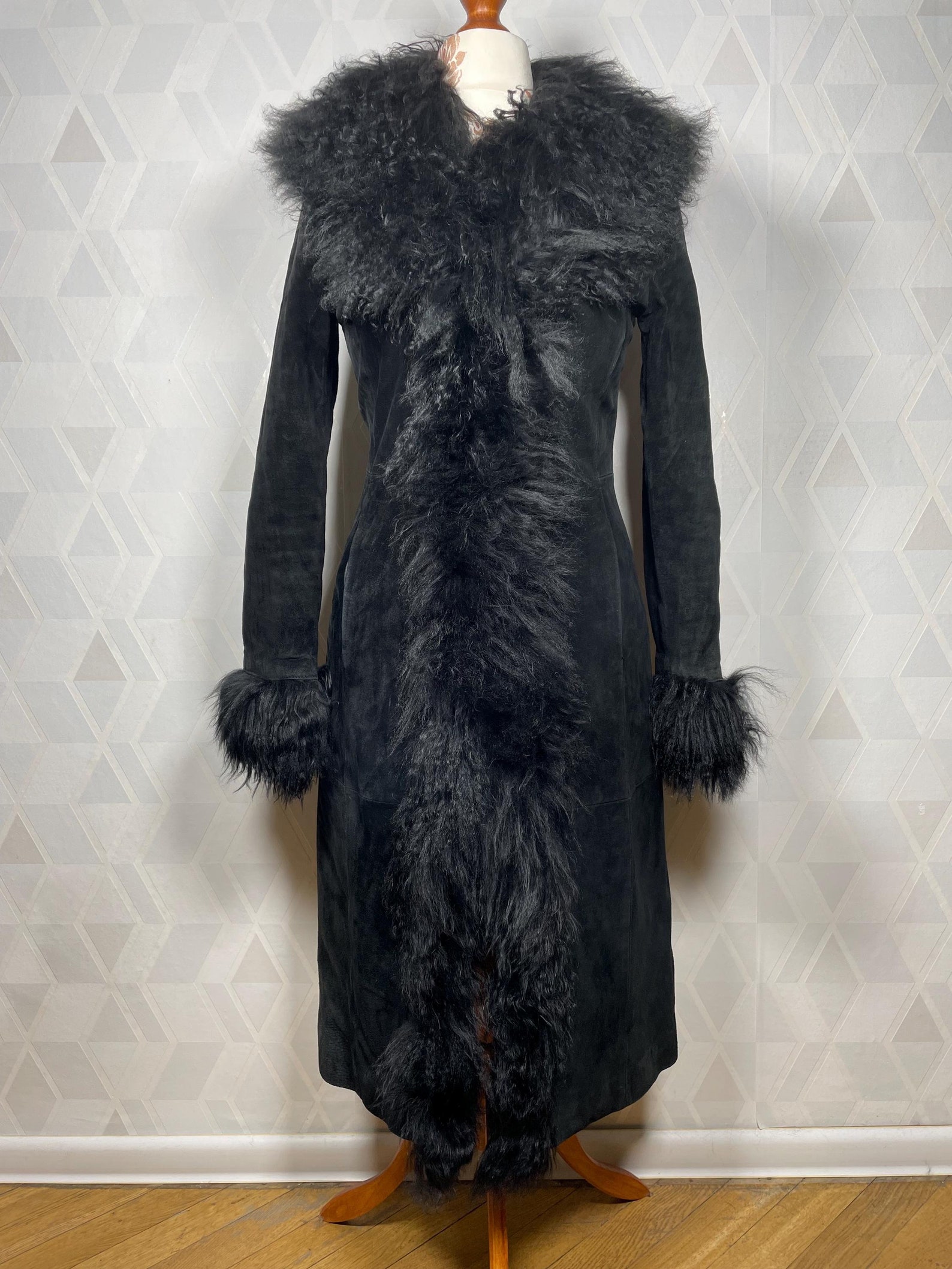 Vintage Penny Lane Long Suede and Real Mongolian Fur Afgan Real Leather ...