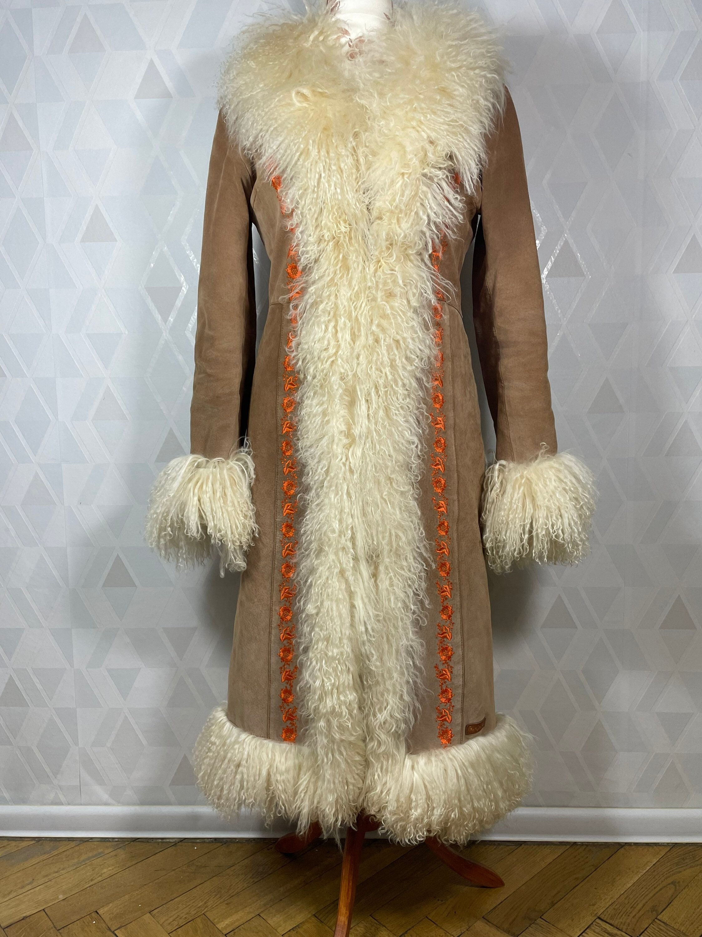 Penny Lane Inspired 70s Real Suede Leather & Real Mongolian Trimed Fur ...