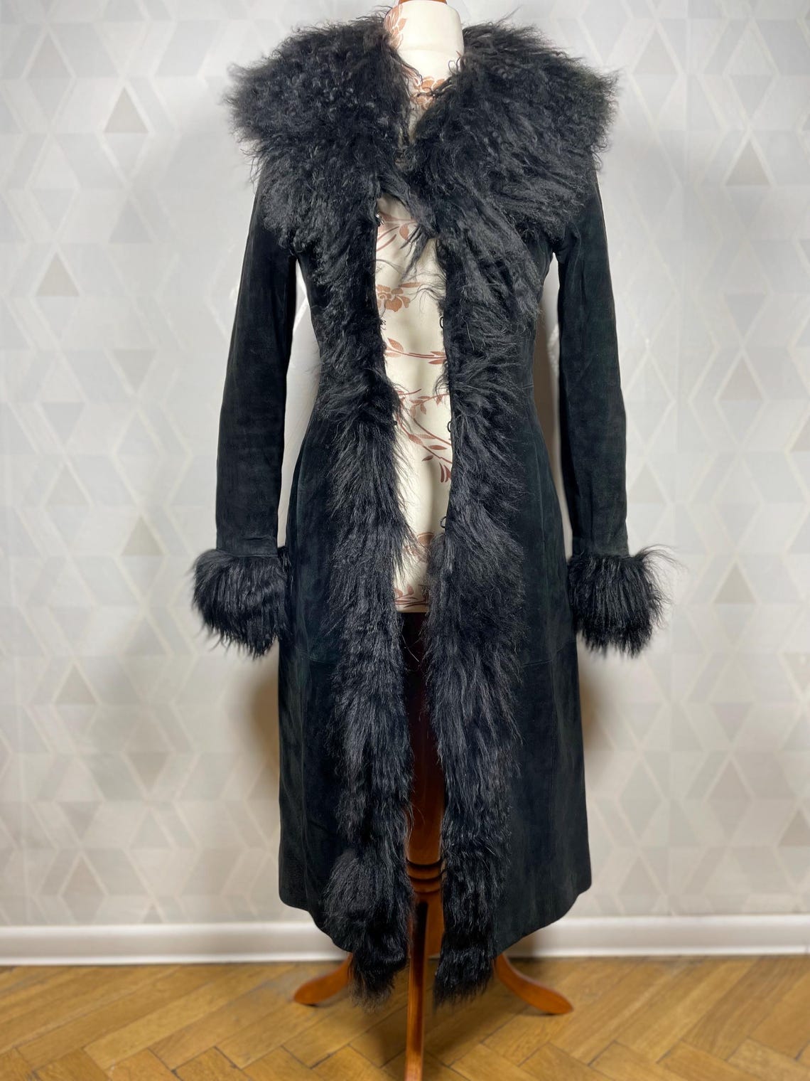 Vintage Penny Lane Long Suede and Real Mongolian Fur Afgan Real Leather ...