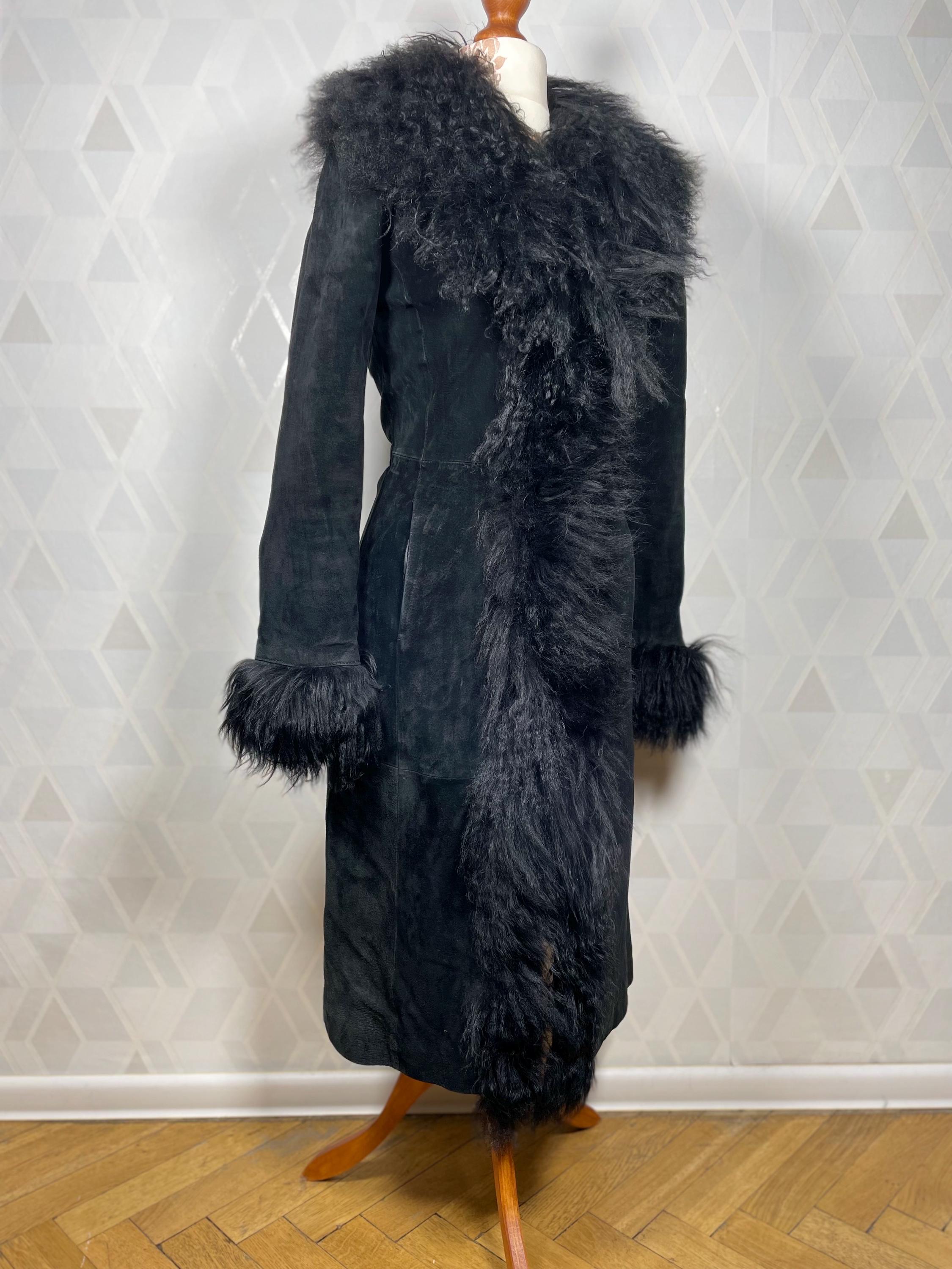 Vintage Penny Lane Long Suede and Real Mongolian Fur Afgan Real Leather ...