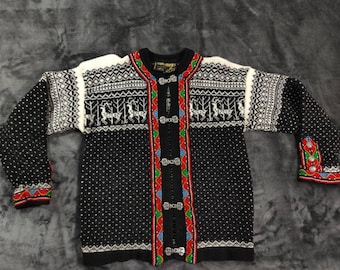 Vintage Dale of Norway Wool Knit Cardigan With Norwegian Folklore ...