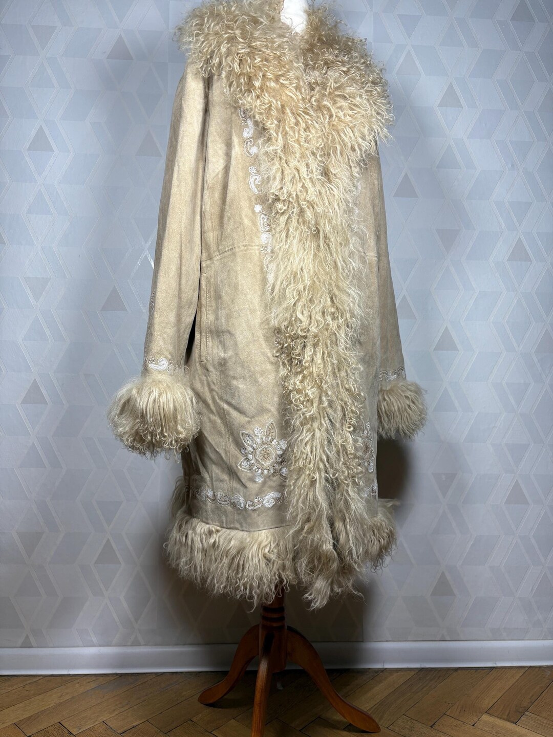 Vintage Mongolian Fur Almost Famous Suede Leather & Mongolian Lamb Fur ...