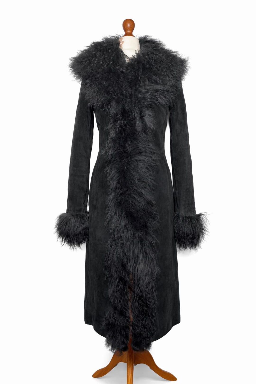 Vintage Penny Lane Long Suede and Real Mongolian Fur Afgan Real Leather ...