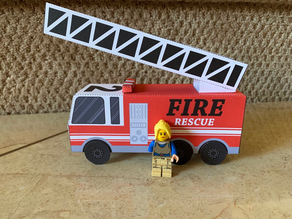 Fire Truck Paper Toy / Decoration | Etsy