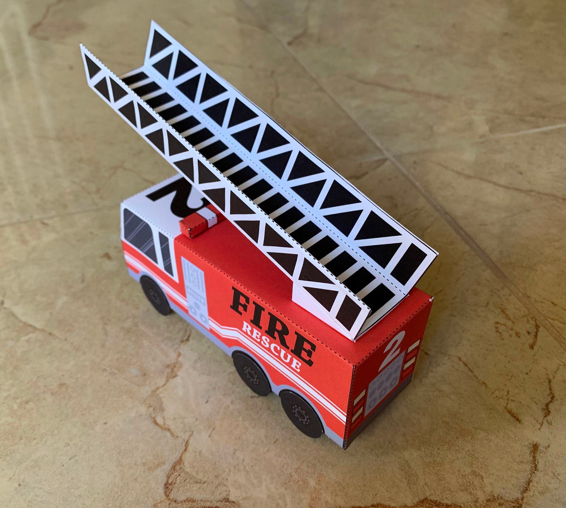 Fire Truck Paper Toy / Decoration | Etsy