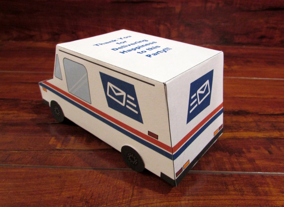 Mail Truck Favor Box: DIY Printable PDF With Editable Text - Etsy