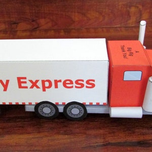 Big Rig (18 Wheeler) Truck Favor Box / Paper Toy / Decoration: DIY ...