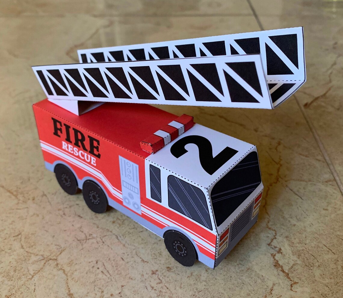 Fire Truck Paper Toy / Decoration | Etsy