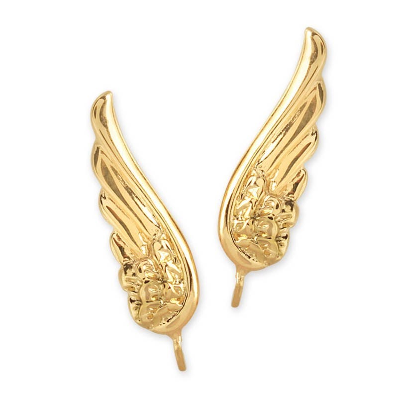 Angel Wings Ear Pin - 18k Gold - Ear Climbers - Ear Sweep - Dainty ...