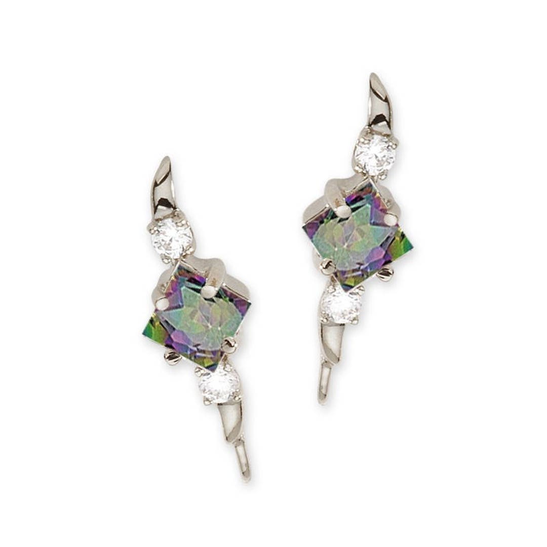 Mystic Topaz Ear Pin - Sterling - Ear Climbers - Ear Sweep - Dainty ...