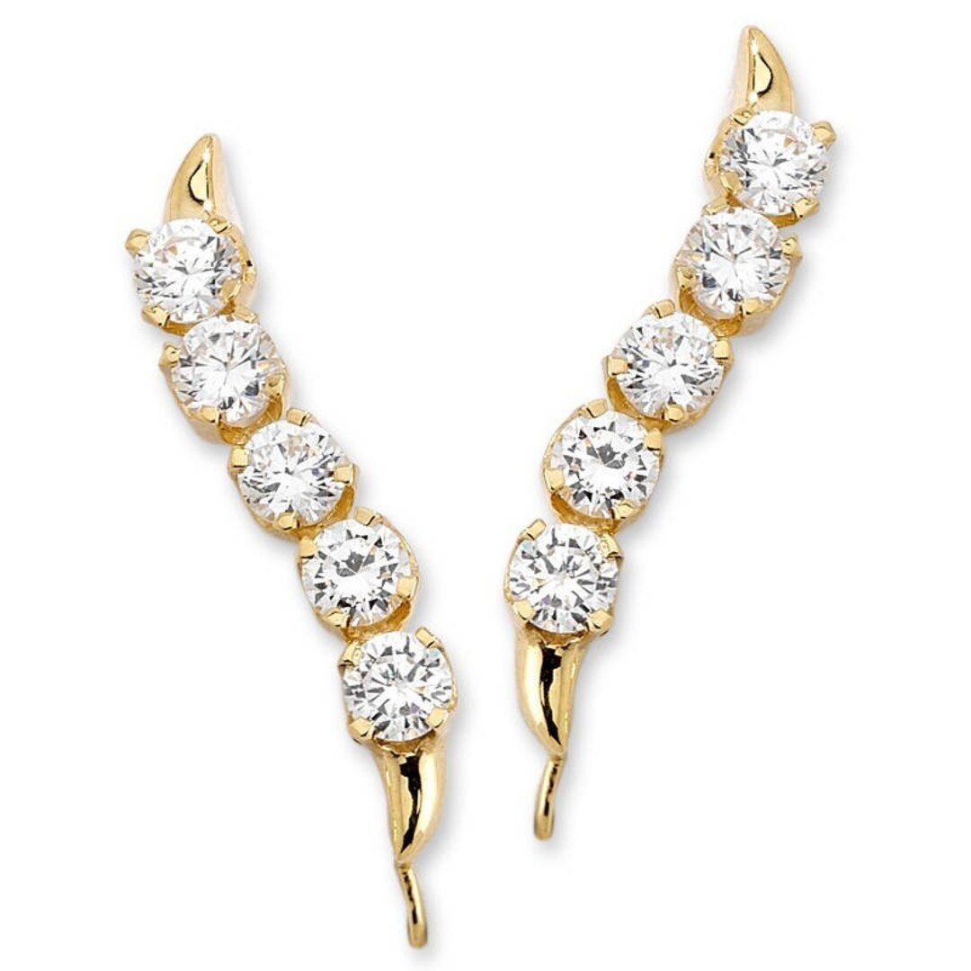 Large Vibrant Ear Pin - 14k Gold - Ear Climbers - Ear Sweep - Dainty ...