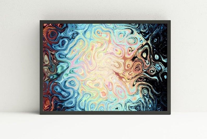 Surreal Rainbow Swirl Abstract Wall Art Printable Instant Digital ...