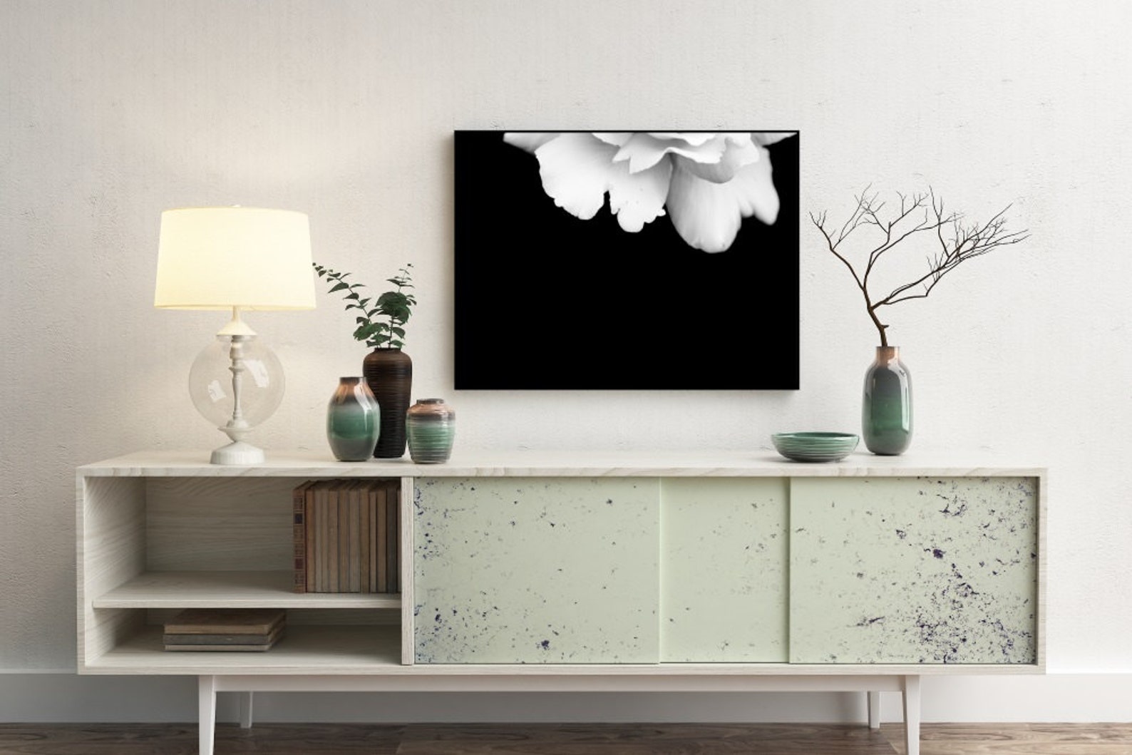 Black and White Flower Wall Art Floral Home Decor White - Etsy