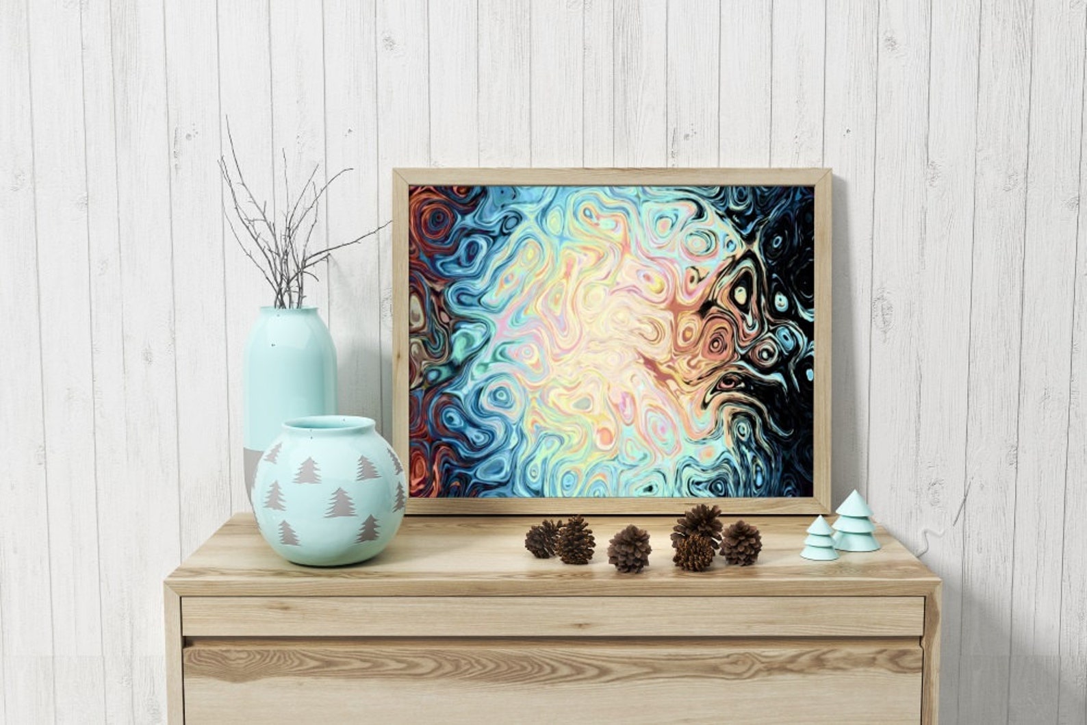 Surreal Rainbow Swirl Abstract Wall Art Printable Instant Digital ...