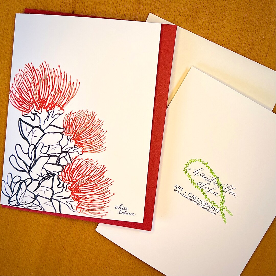 Ohia Lehua Aloha Notecards, Folded Note Cards, Blank Notecard, Hawaii ...