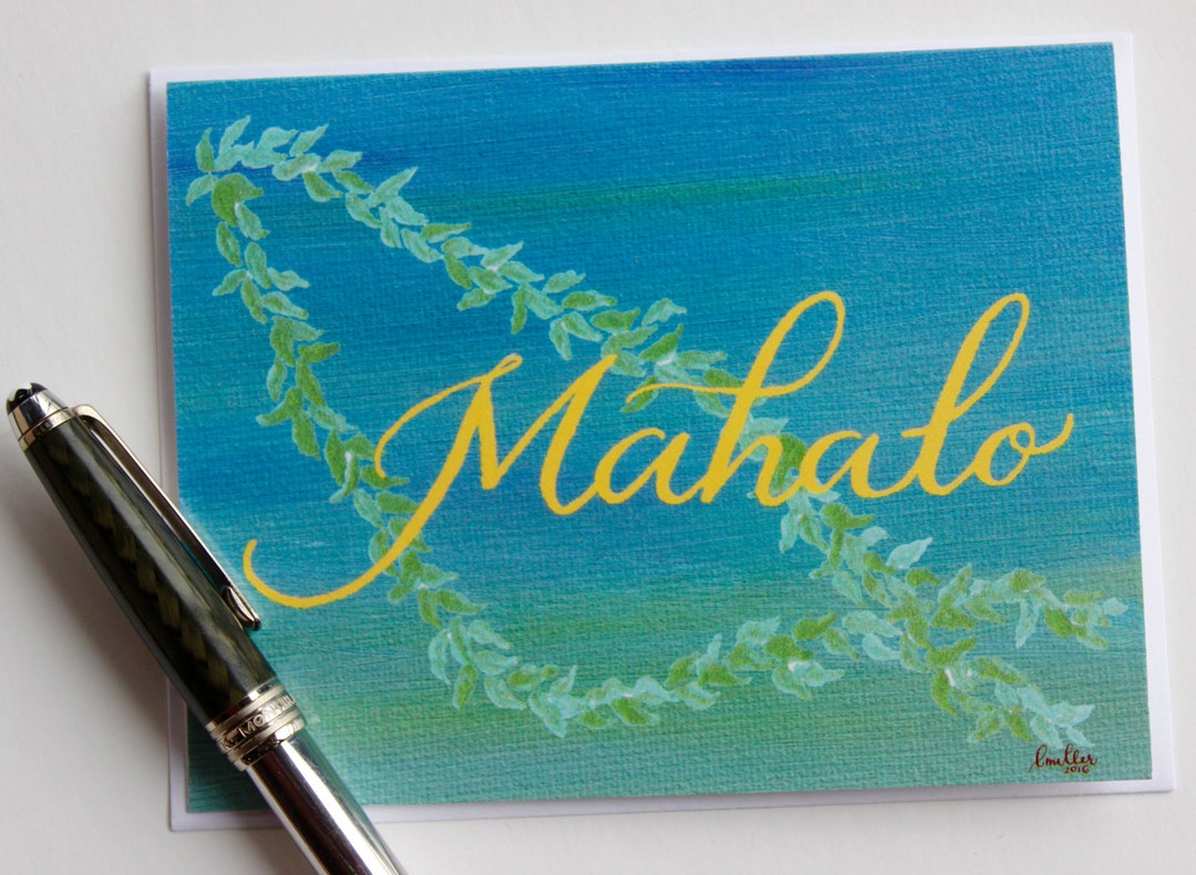 Mahalo Thank You Cards: Hawaiian Maile Lei Watercolor Note Cards - Etsy