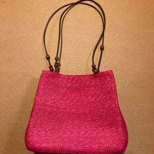 80's Pink Straw Purse - Etsy