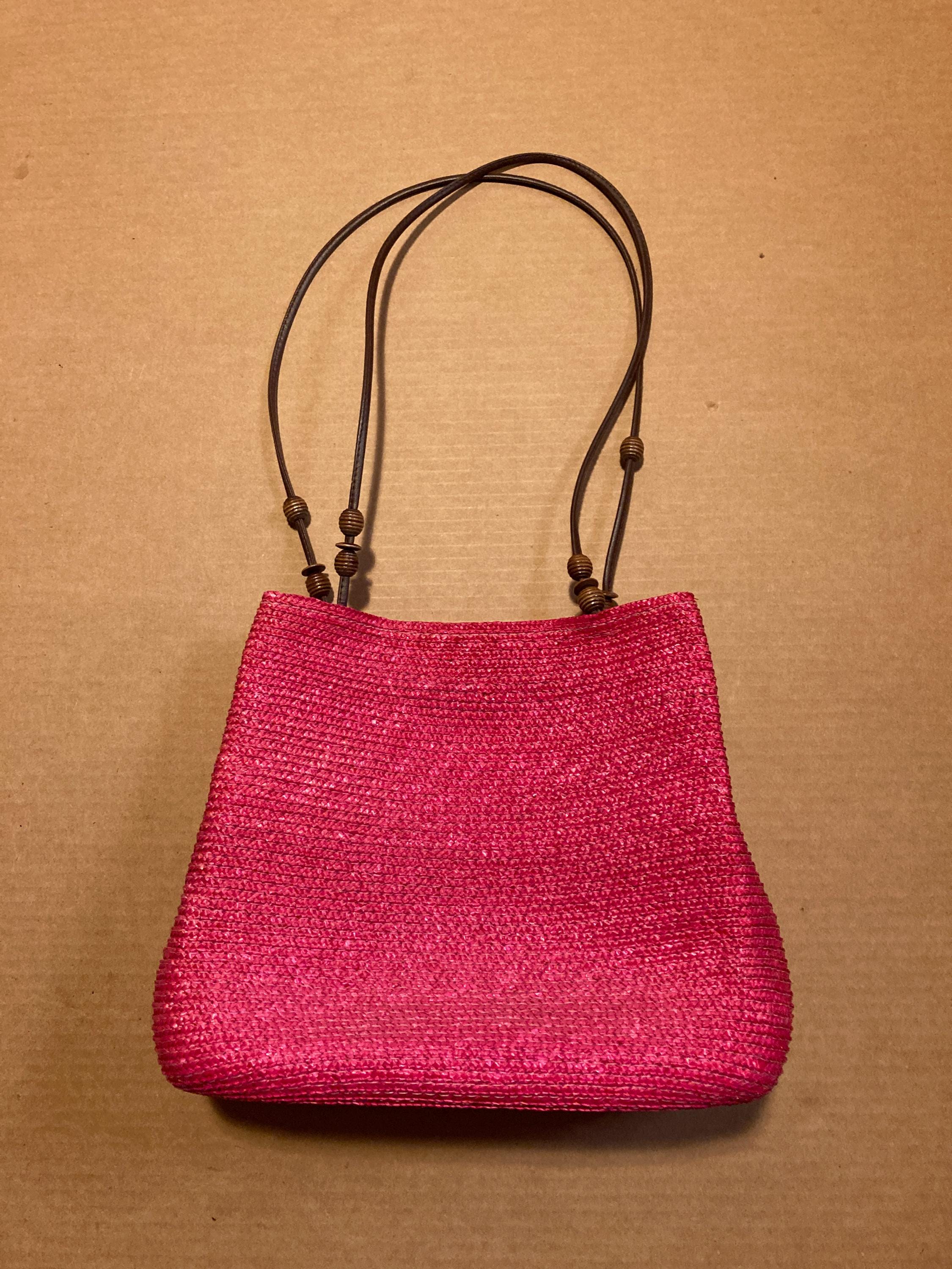 80's Pink Straw Purse - Etsy