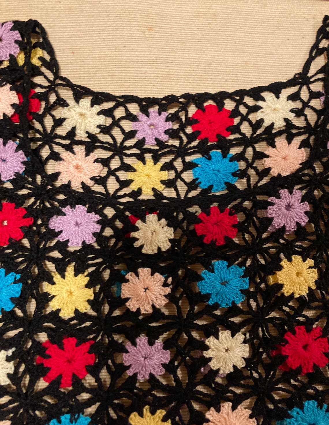60's Floral Hand Crochet Top - Etsy