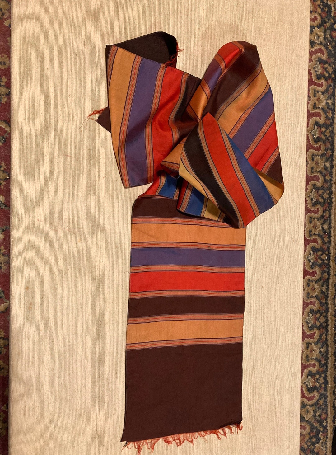 60's Moroccan Stripe Silk Scarf - Etsy