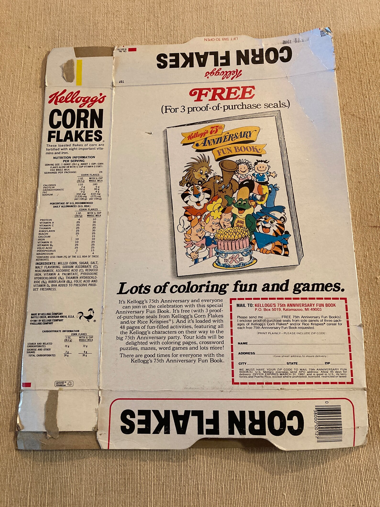 1981 Kelloggs Corn Flake Box -24oz - Etsy