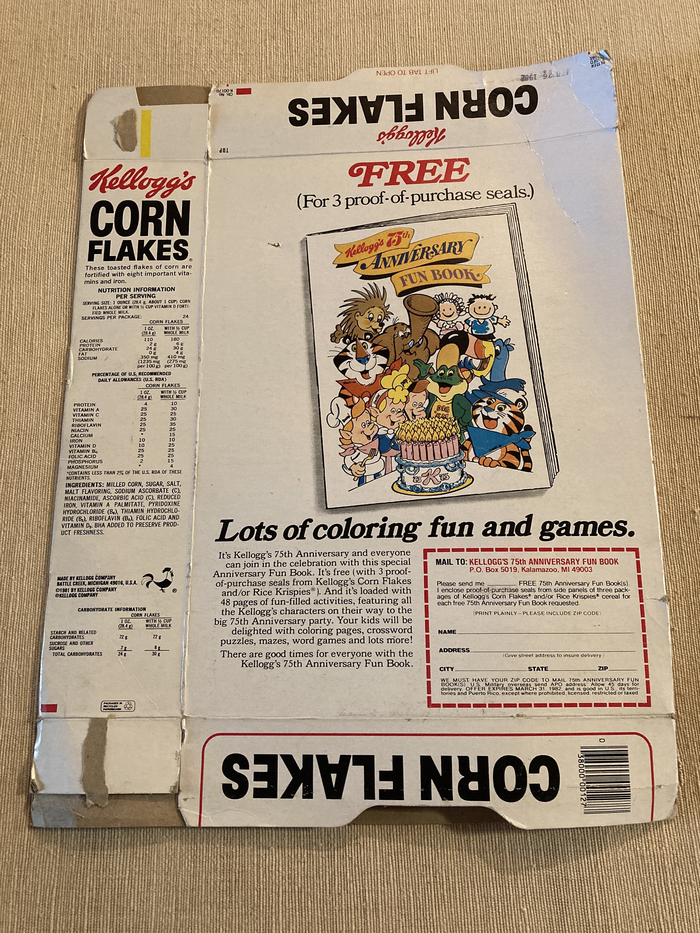 1981 Kelloggs Corn Flake Box 24oz - Etsy