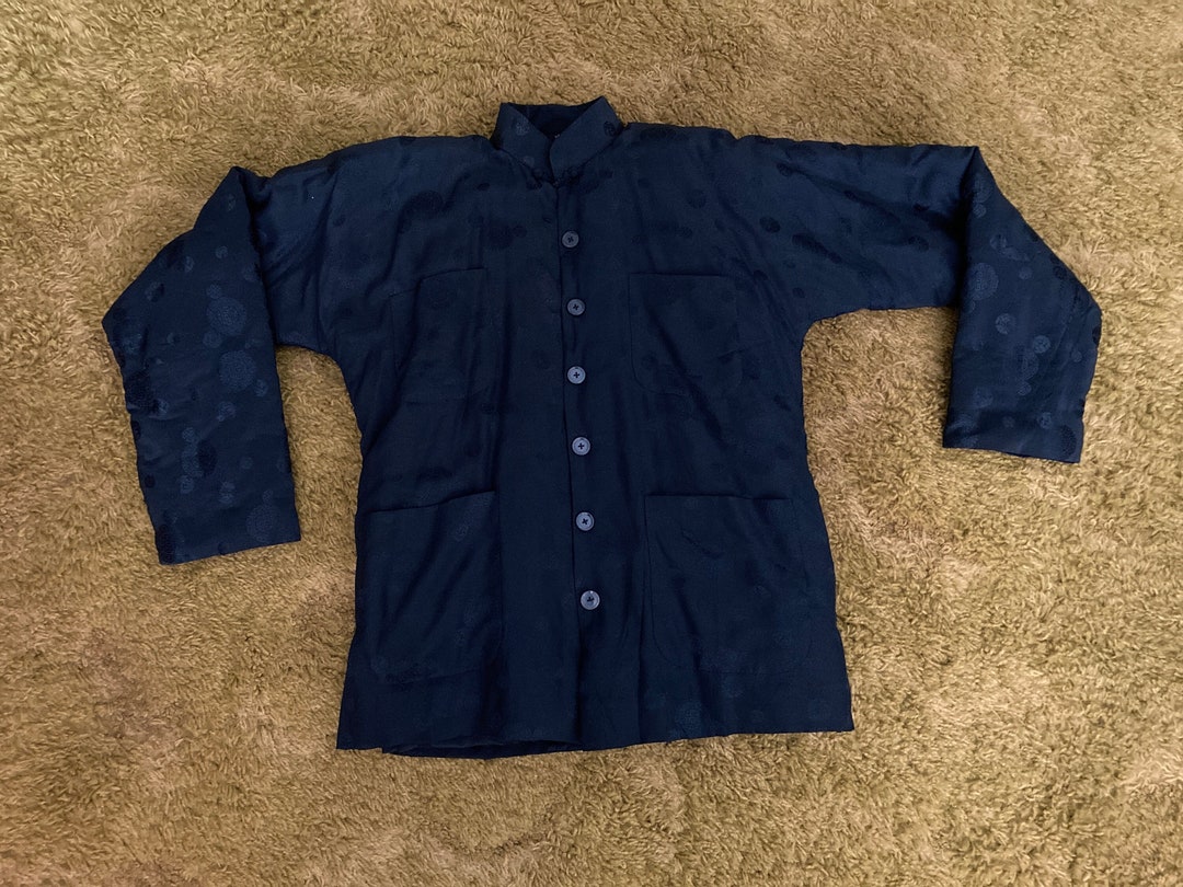 80's Chinese Navy Blue Padded Jacket - Etsy