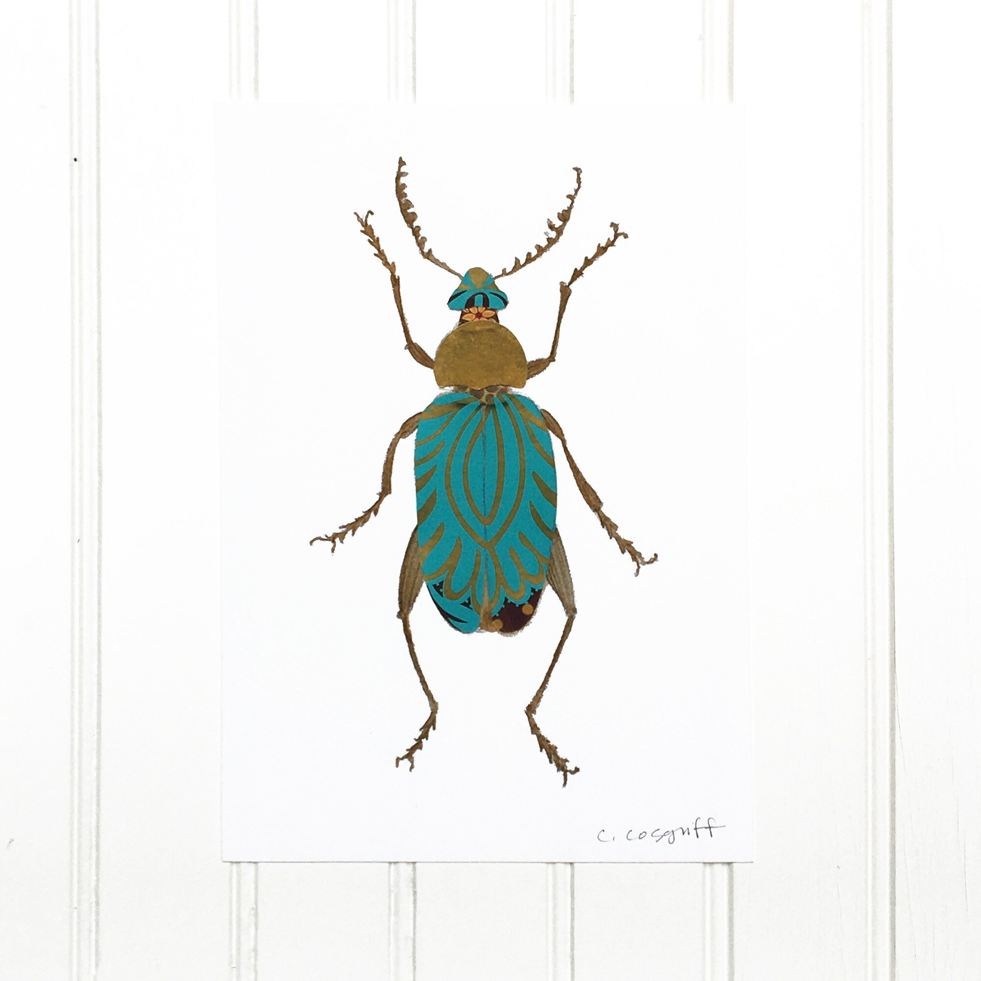 Turquoise Bug Print