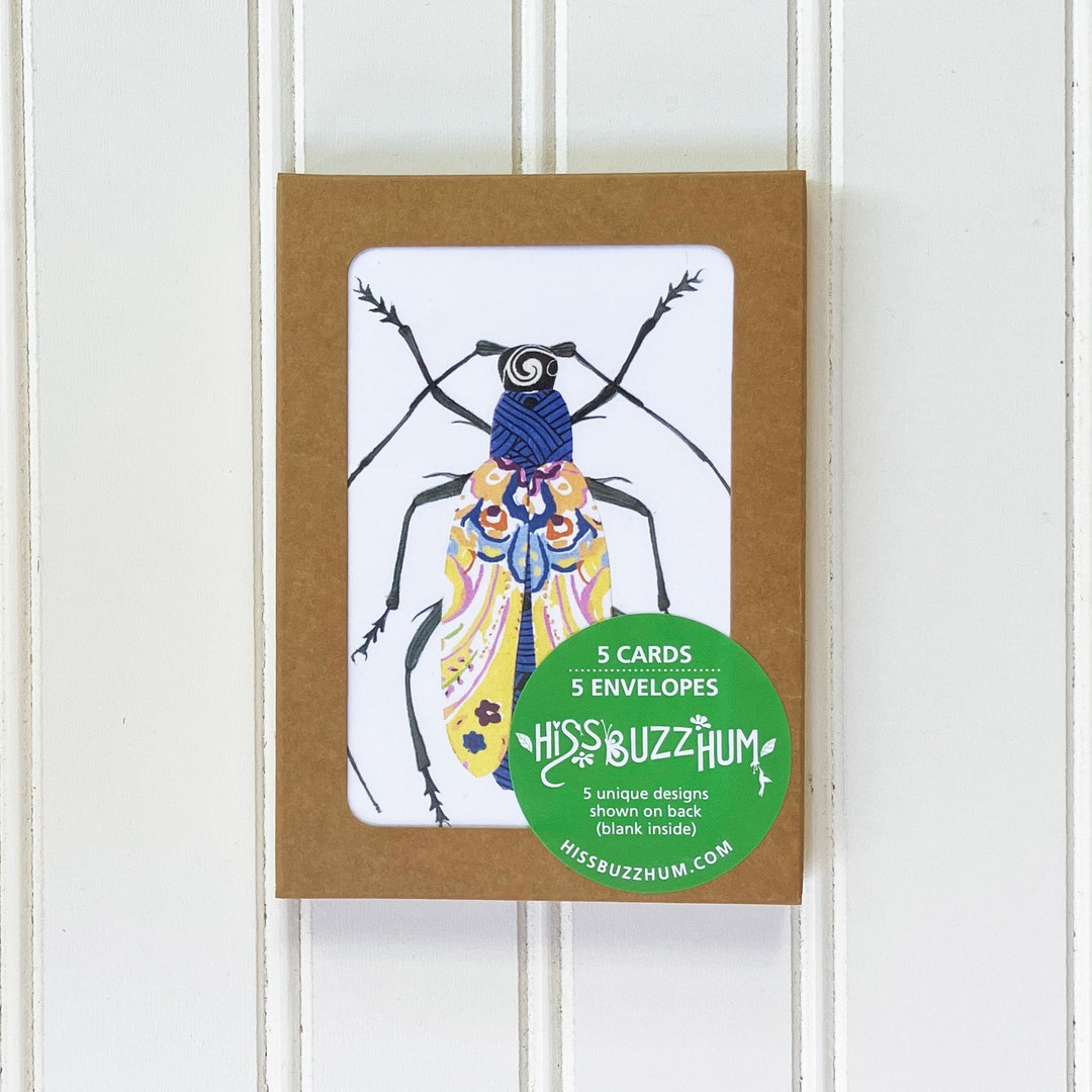 Colorful Bugs Card Set 1 5 Unique Designs A1 Size - Etsy