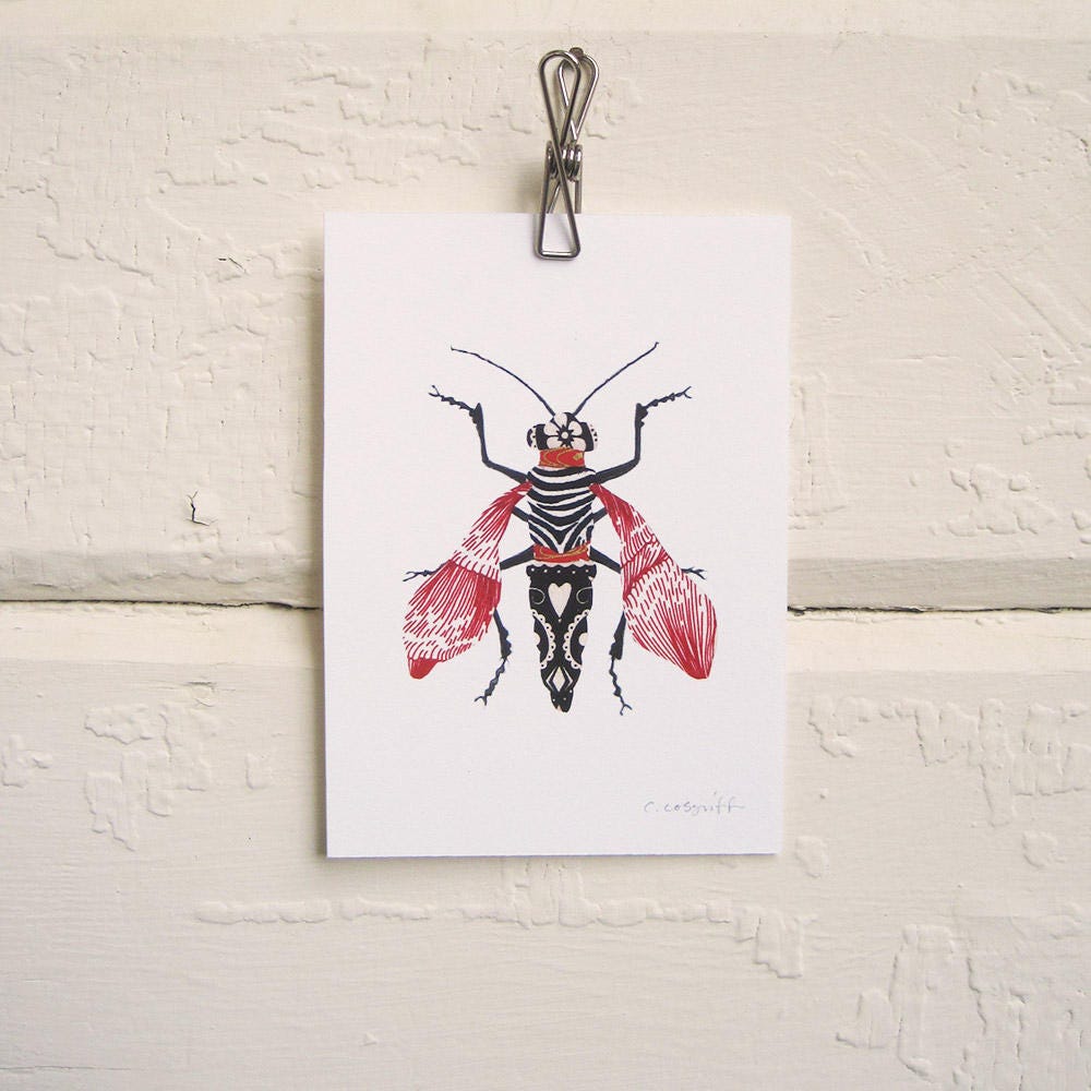 Red Zebra Moth Print