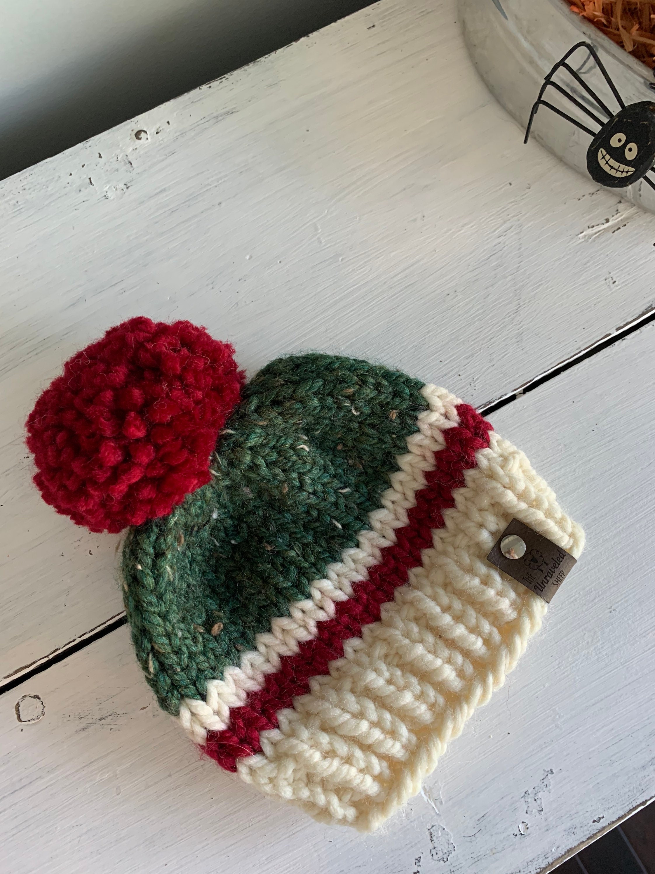 Christmas Striped Knitted Hat Red Green and White | Etsy