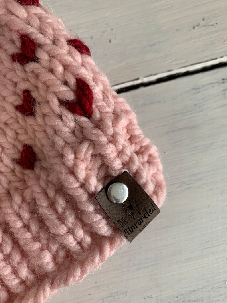Valentine’s Day Pink Hat With Little Red Hearts/winter Beanie - Etsy