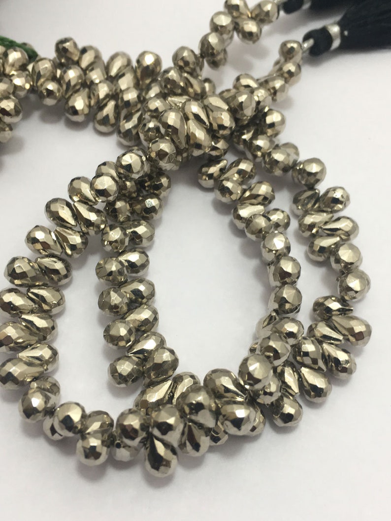 Steel Coated Pyrite Faceted Drops 6 7 Mm 9 Gemstone - Etsy