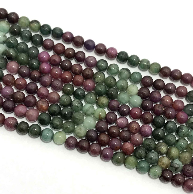 5 5.5 Mm Emerald Ruby Plain Round Gemstone Beads Strand Sale / Precious ...