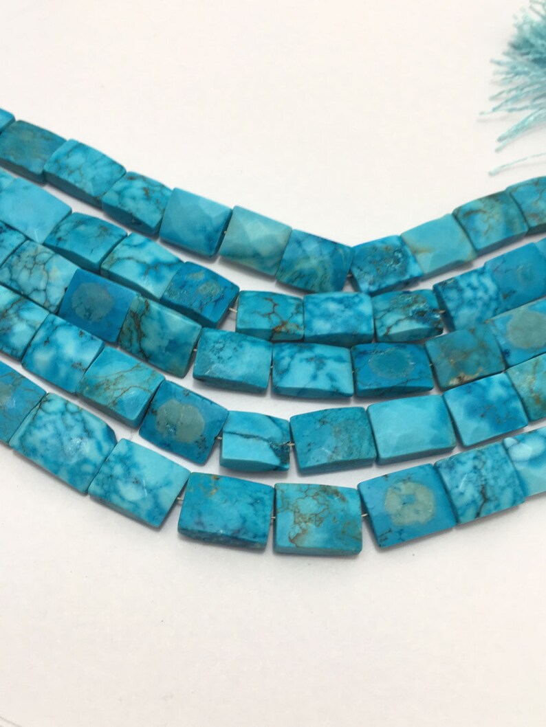 Natural Turquoise Faceted Chiclet Beads Turquoise Rectangle - Etsy