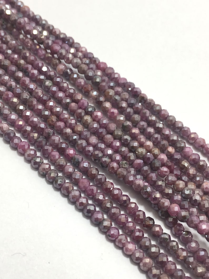 Ruby Sillimanite Micro Faceted Rondelle 2 to 2.5 Mm Beads Strand Sale/ Sillimanite Beads Sale ...