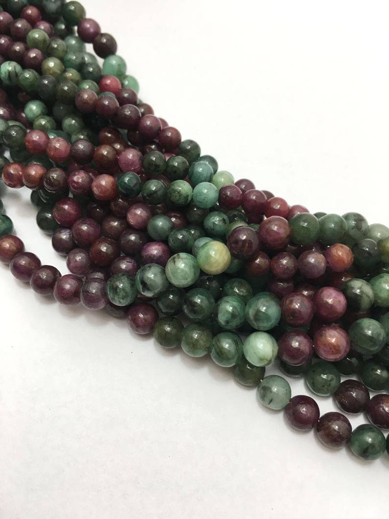 5 5.5 Mm Emerald Ruby Plain Round Gemstone Beads Strand Sale / Precious ...