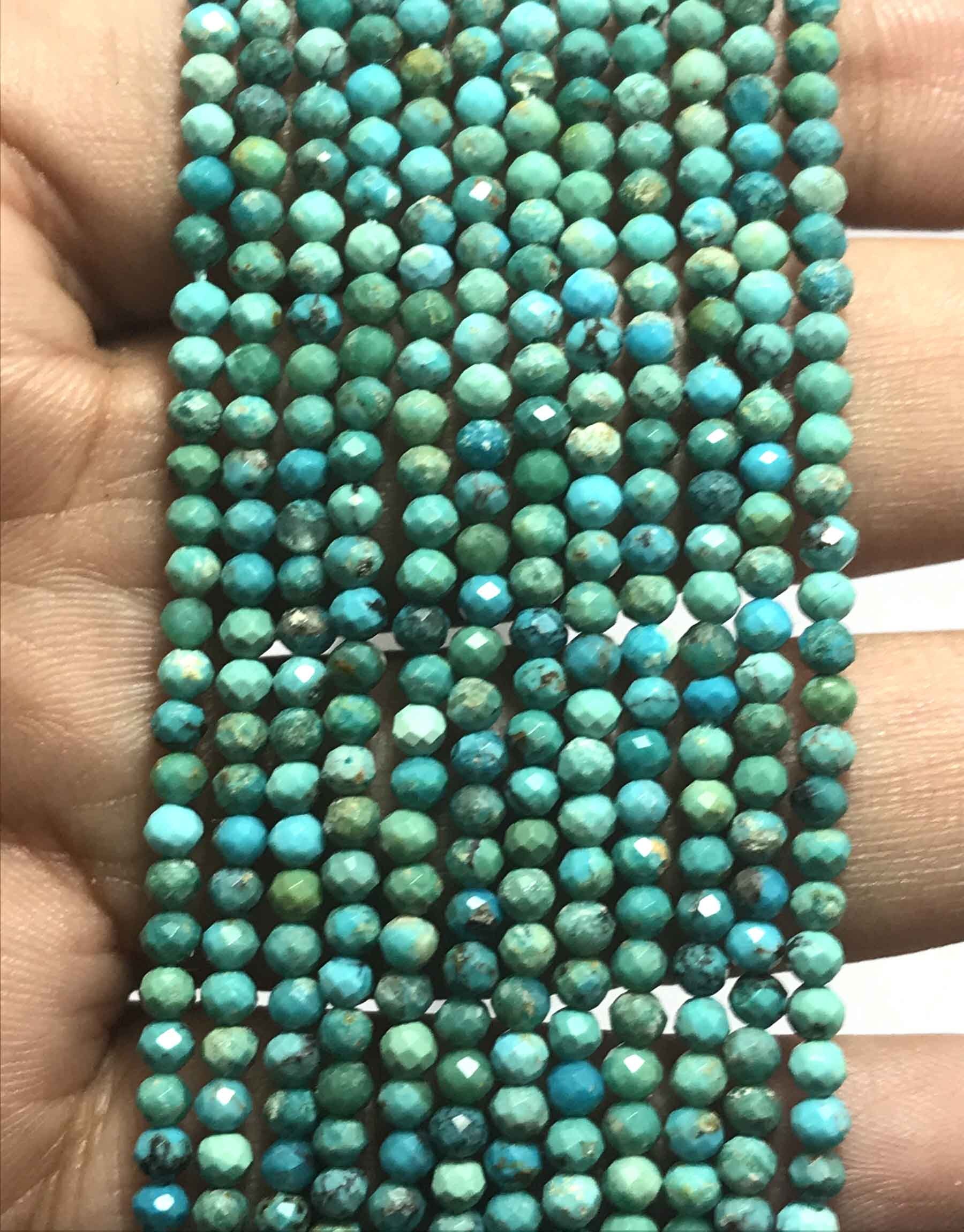 Natural 3 Mm Turquoise Micro Faceted Rondelle Bead Strand Sale - Etsy